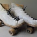 Vintage Roller Skates, White Roller Skates With Wooden Wheels, Ware ...