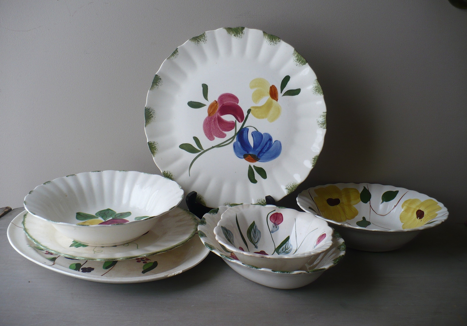 Blue Ridge Southern Potteries Dish Set, Vintage Hand Painted Dinnerware ...