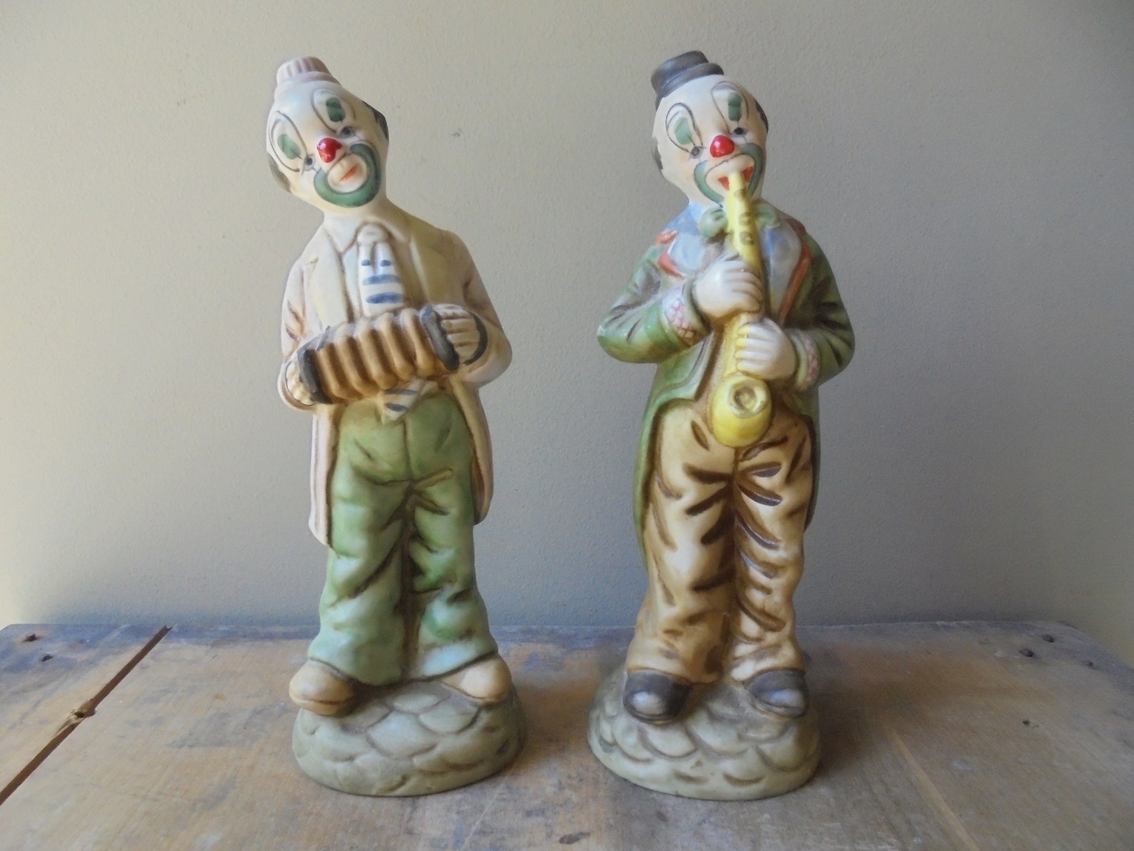 Vintage Clown Figurine, Set of Two Musical Clowns, Vintage Clown Band ...