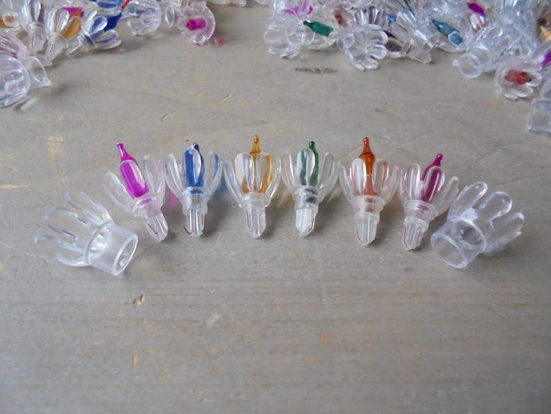 Vintage Clear Christmas Light Covers, Clear Plastic Flower Light Sleeve ...
