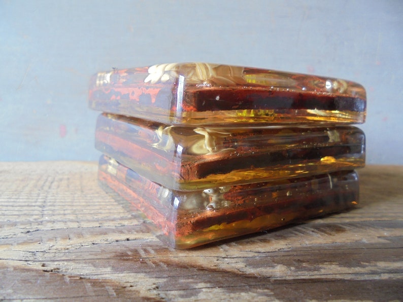 Vintage Coaster Set Three Vintage Coasters With Pressed | Etsy