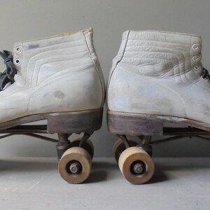 Vintage Roller Skates, White Roller Skates With Wooden Wheels, Ware ...