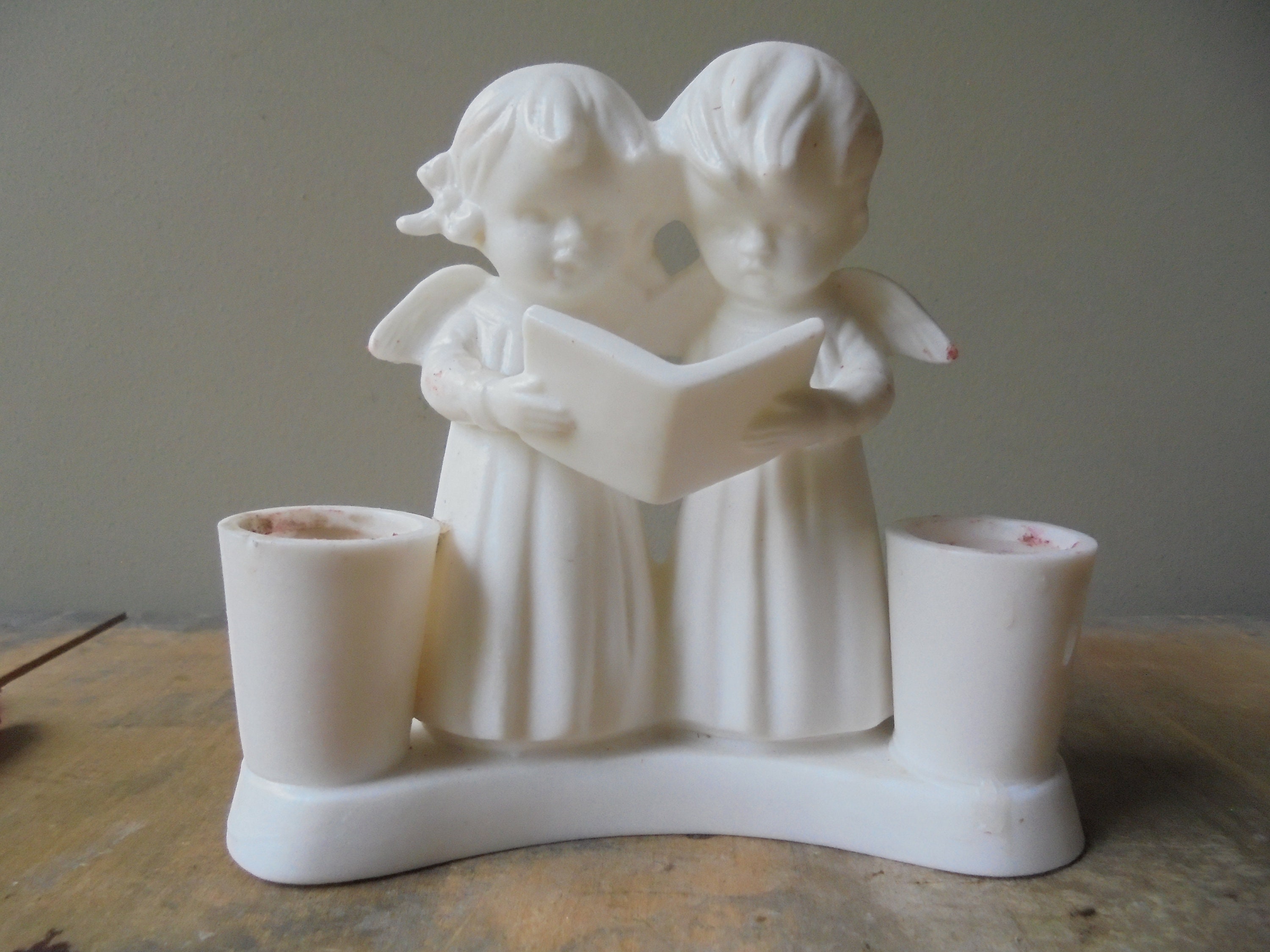 Angel Candle Stick Holder Boy and Girl Singing Angel - Etsy