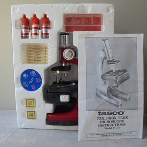 Vintage Tasco Super Lite 750 Power Microscope With Discovery Kit ...