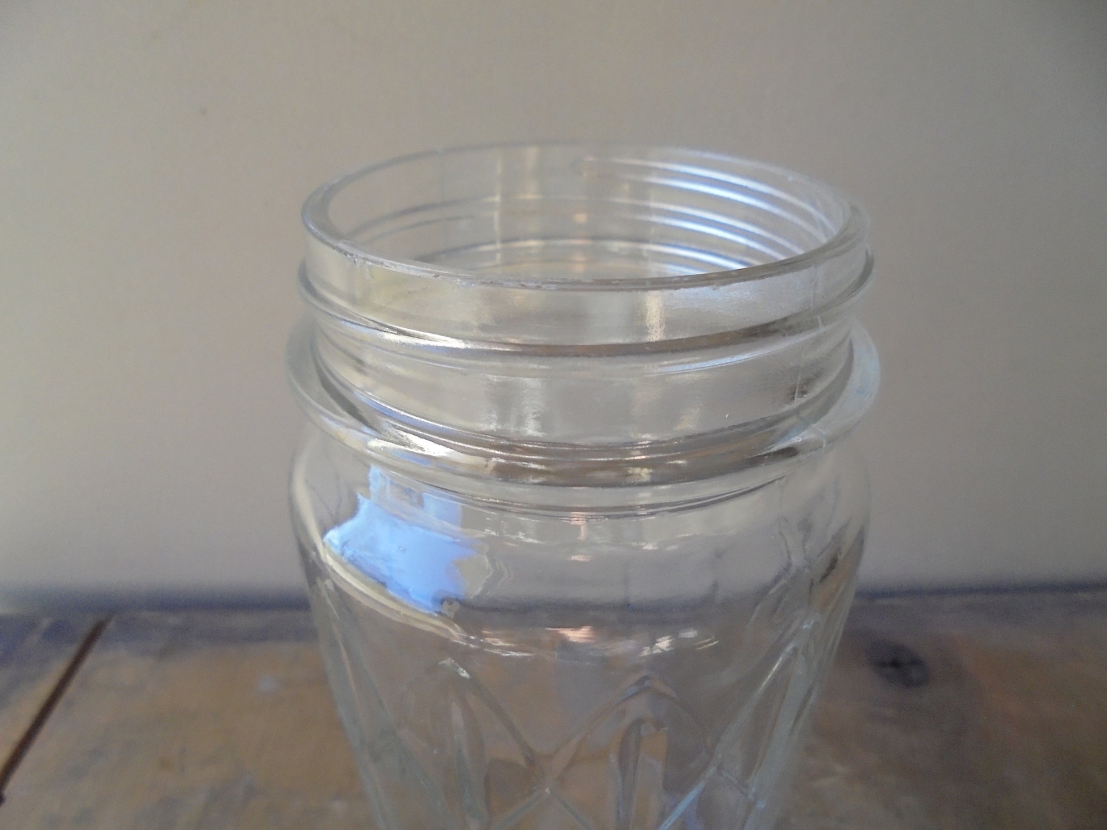 Vintage Pint Canning Jar Diamond Pattern Glass Container - Etsy