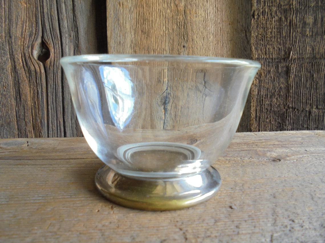 Vintage Glass and Metal Bowl Small Glass Dish With Silver | Etsy