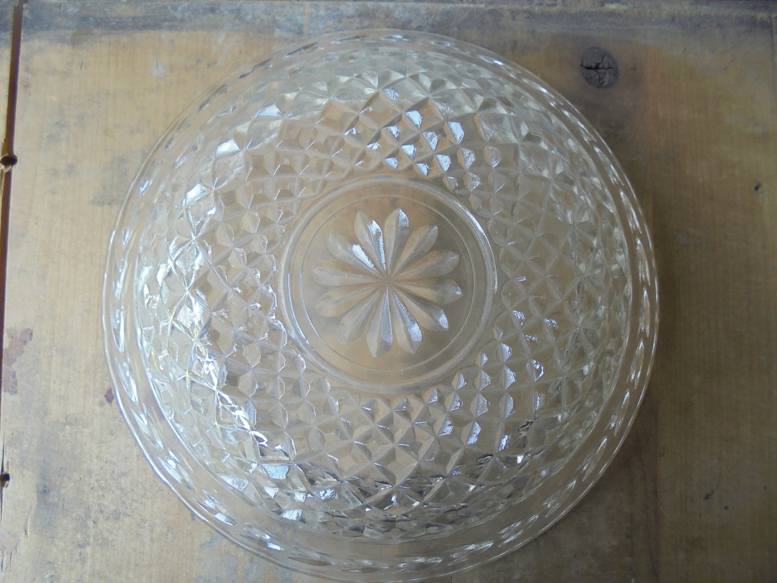 Clear Glass Textured Bowl, Vintage Textured Glass Serving Bowl, Vintage ...