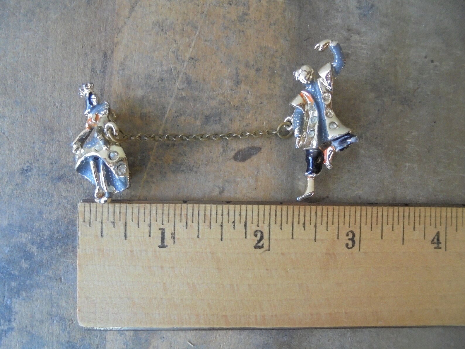 Vintage Brooch of Dancing Couple, Two Dancers With Chain Pin, Vintage ...