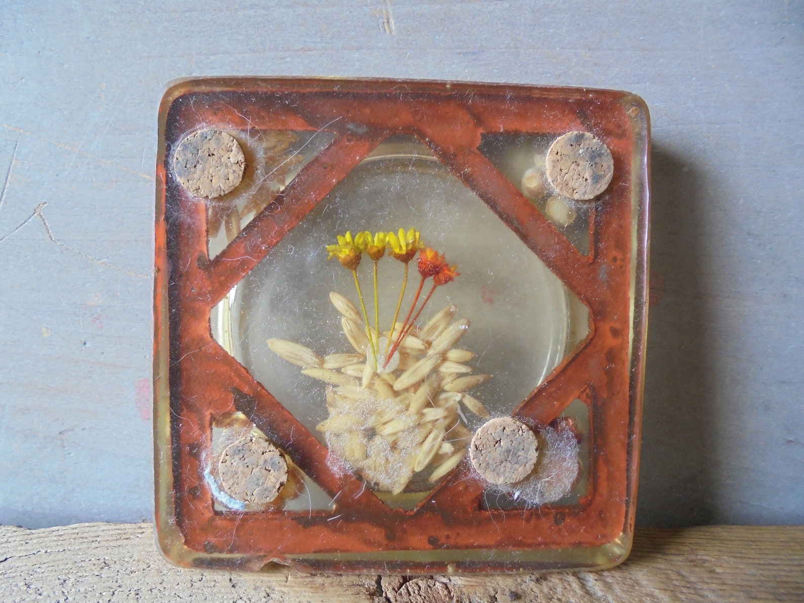 Vintage Coaster Set Three Vintage Coasters With Pressed | Etsy