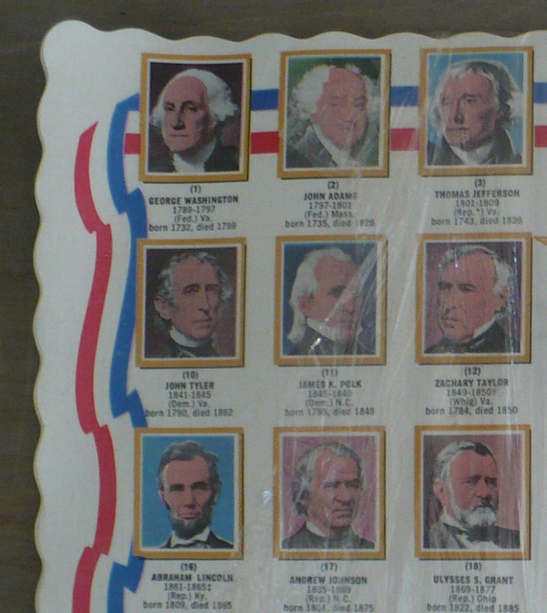 Vintage Placemat Presidents of the United States Paper | Etsy