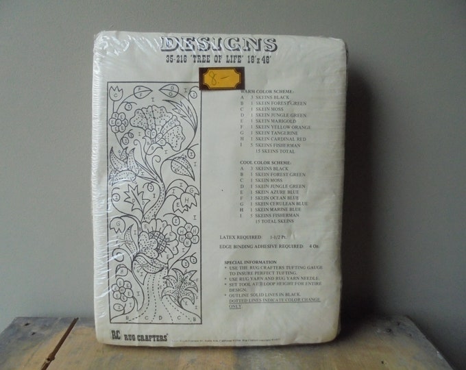 Vintage Rug Kit, Designs Tree of Life From Rug Crafters, NOS Craft Kit ...