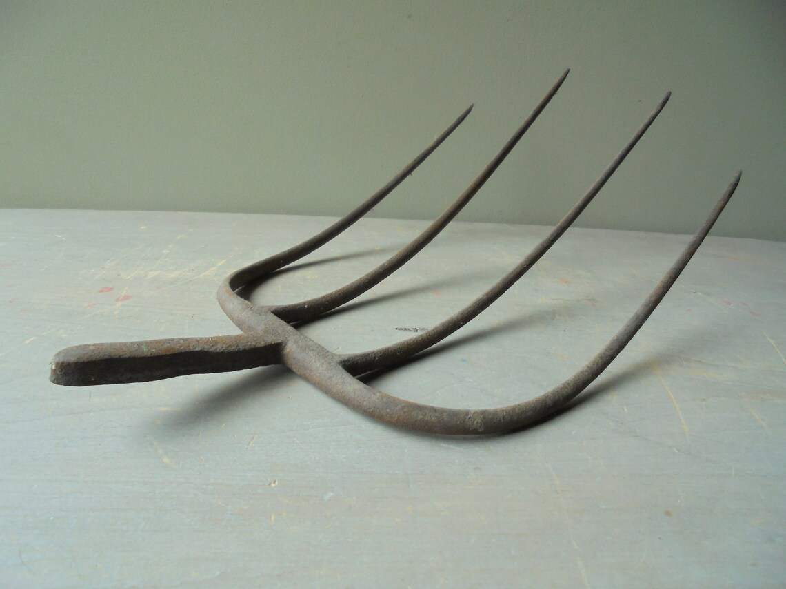Vintage Hay Fork Head Rustic Pitchfork With Four Tines ...