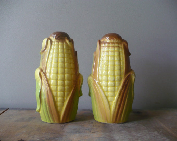 Vintage Corn Salt and Pepper Shaker Set, Farmhouse Kitchen, Ear of Corn ...