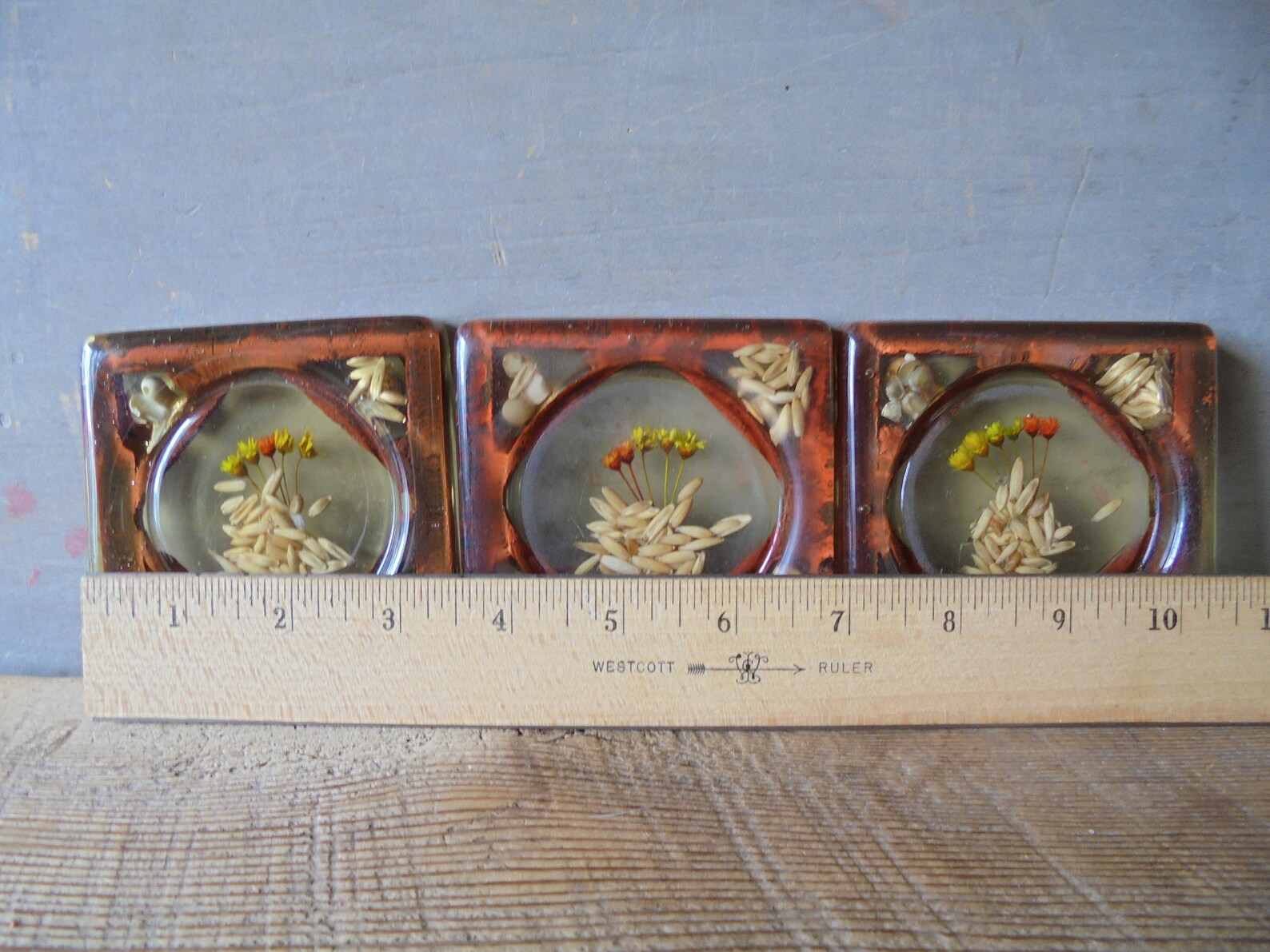 Vintage Coaster Set Three Vintage Coasters With Pressed - Etsy