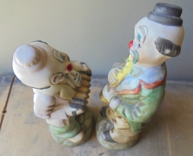 Vintage Clown Figurine, Set of Two Musical Clowns, Vintage Clown Band ...