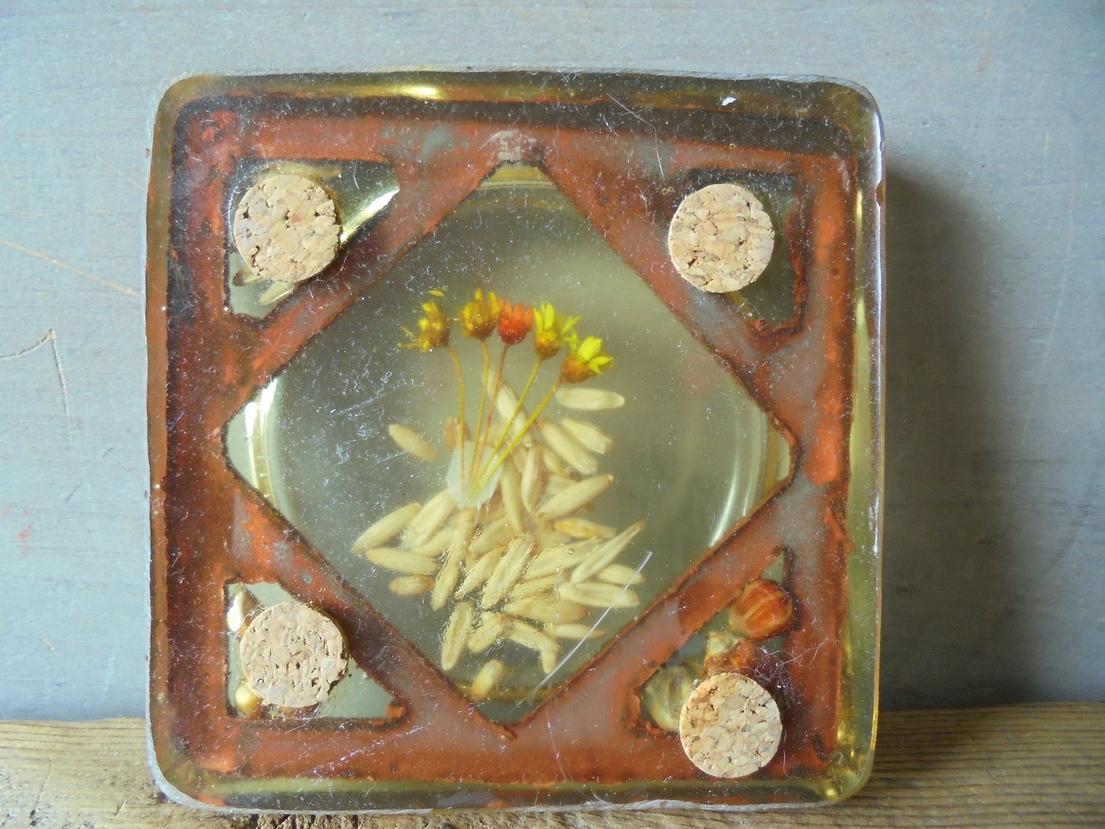 Vintage Coaster Set Three Vintage Coasters With Pressed | Etsy