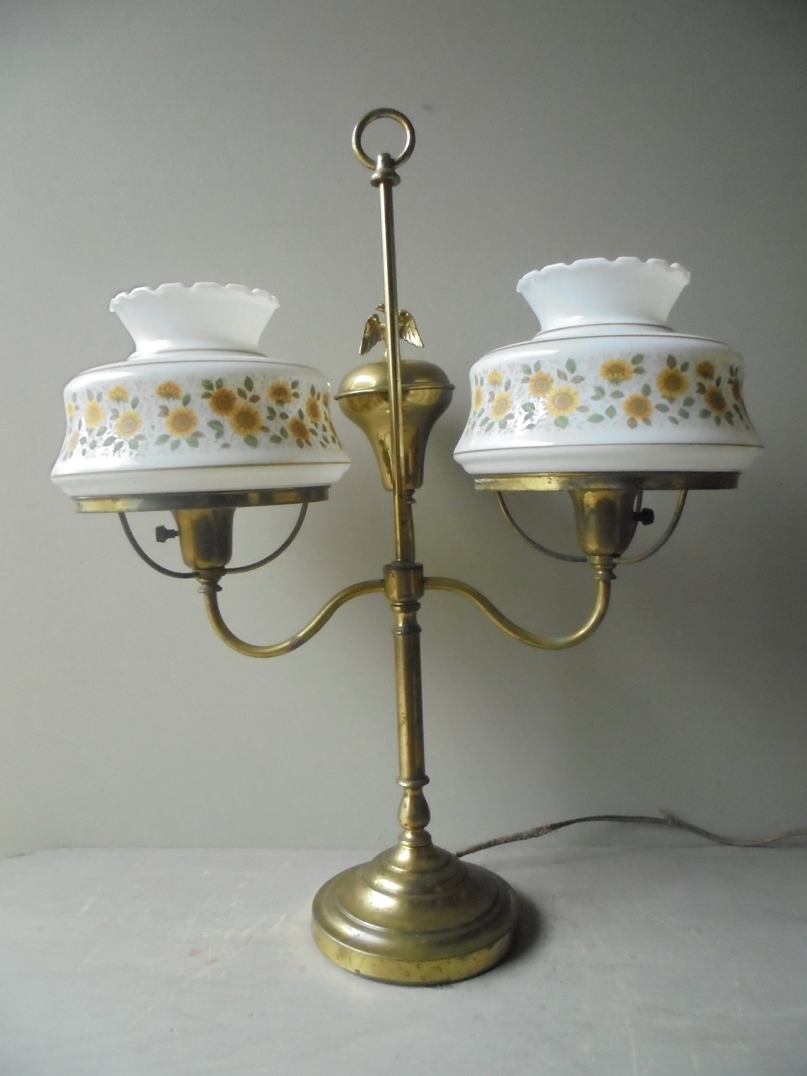 Vintage Double Light Student Lamp Brass Electric Lamp With - Etsy