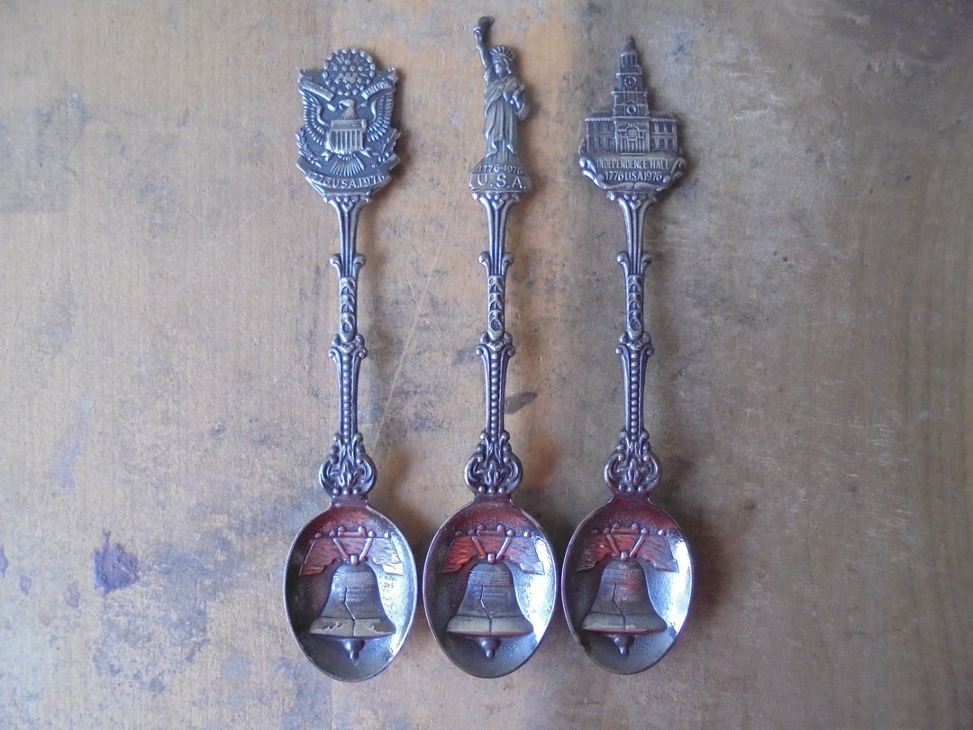 Vintage Souvenir Spoons, Set of Three Decorative Spoons, Liberty Bell ...
