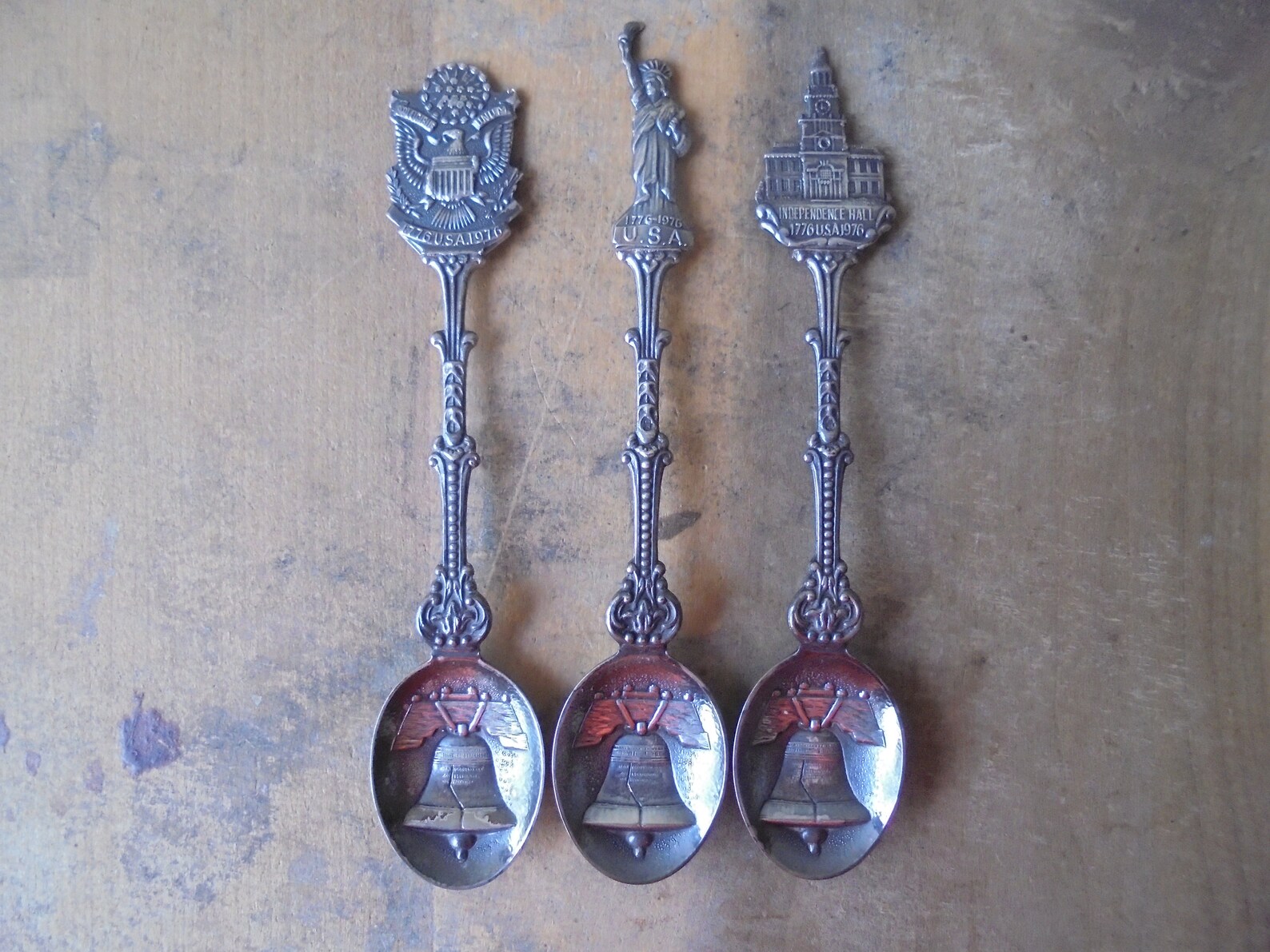 Vintage Souvenir Spoons, Set of Three Decorative Spoons, Liberty Bell ...