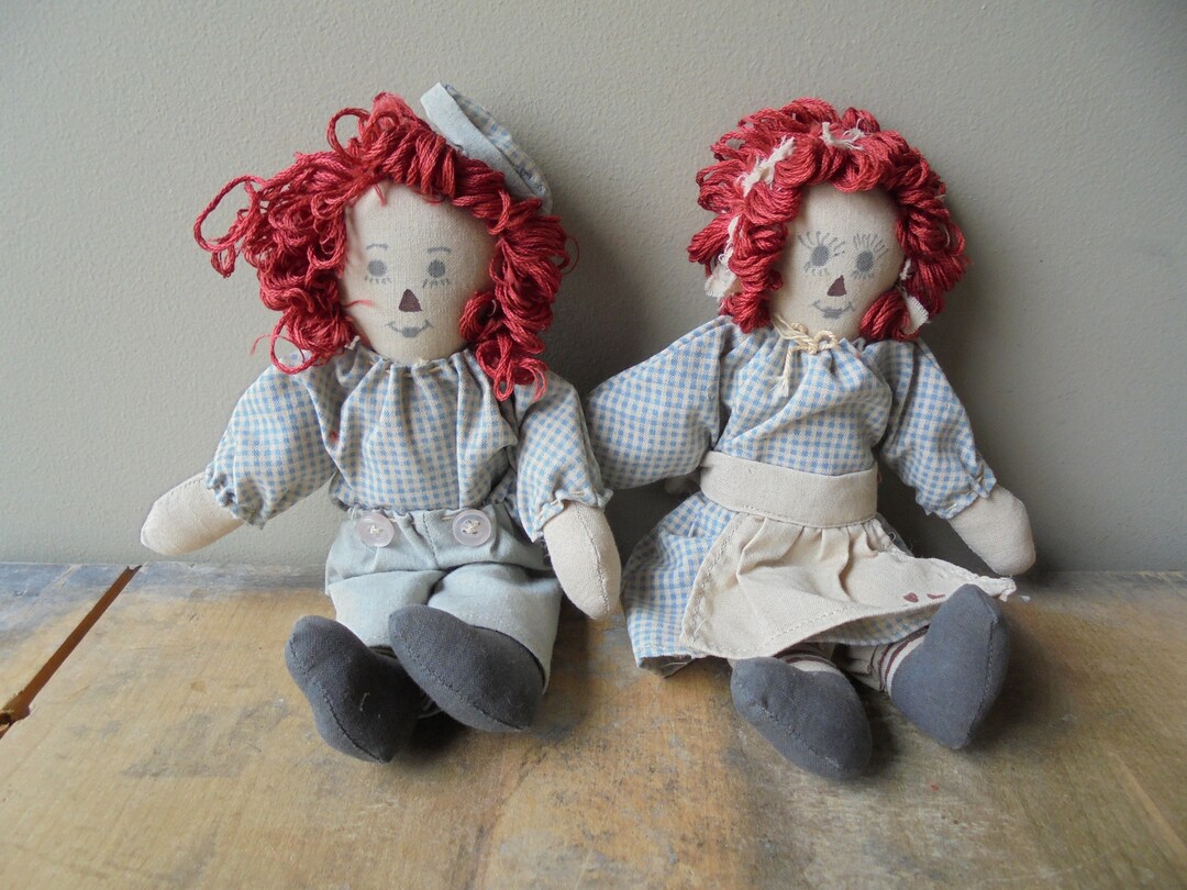Vintage Set of Raggedy Ann and Andy Stuffed Dolls, Vintage Cloth Toy ...