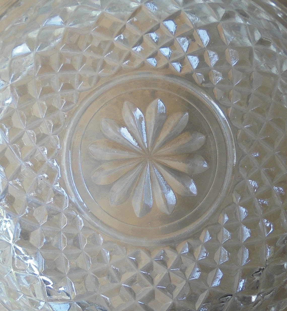 Clear Glass Textured Bowl, Vintage Textured Glass Serving Bowl, Vintage ...