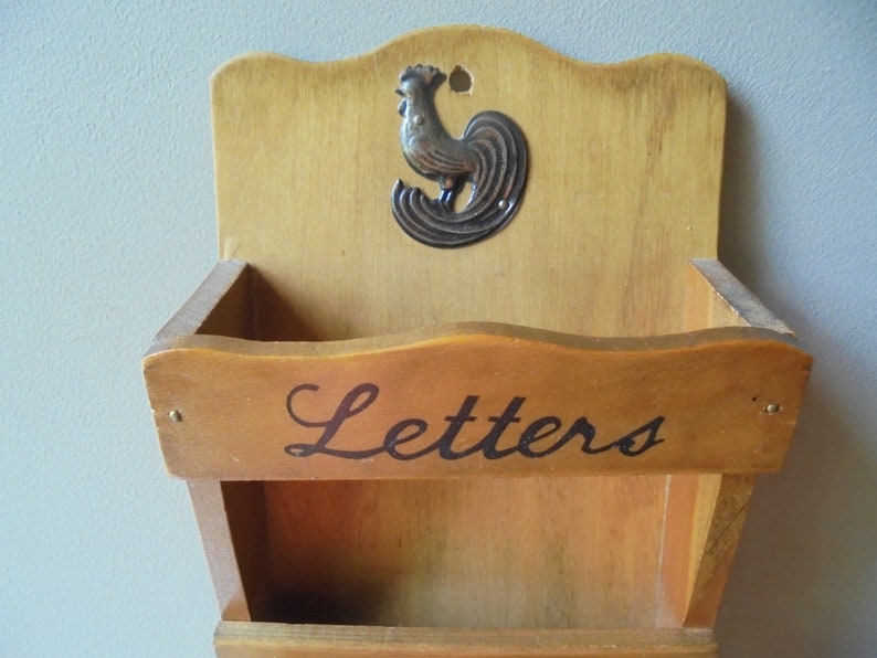 Wooden Wall Letter Organizer Vintage 3 Tier Bills Letters and - Etsy