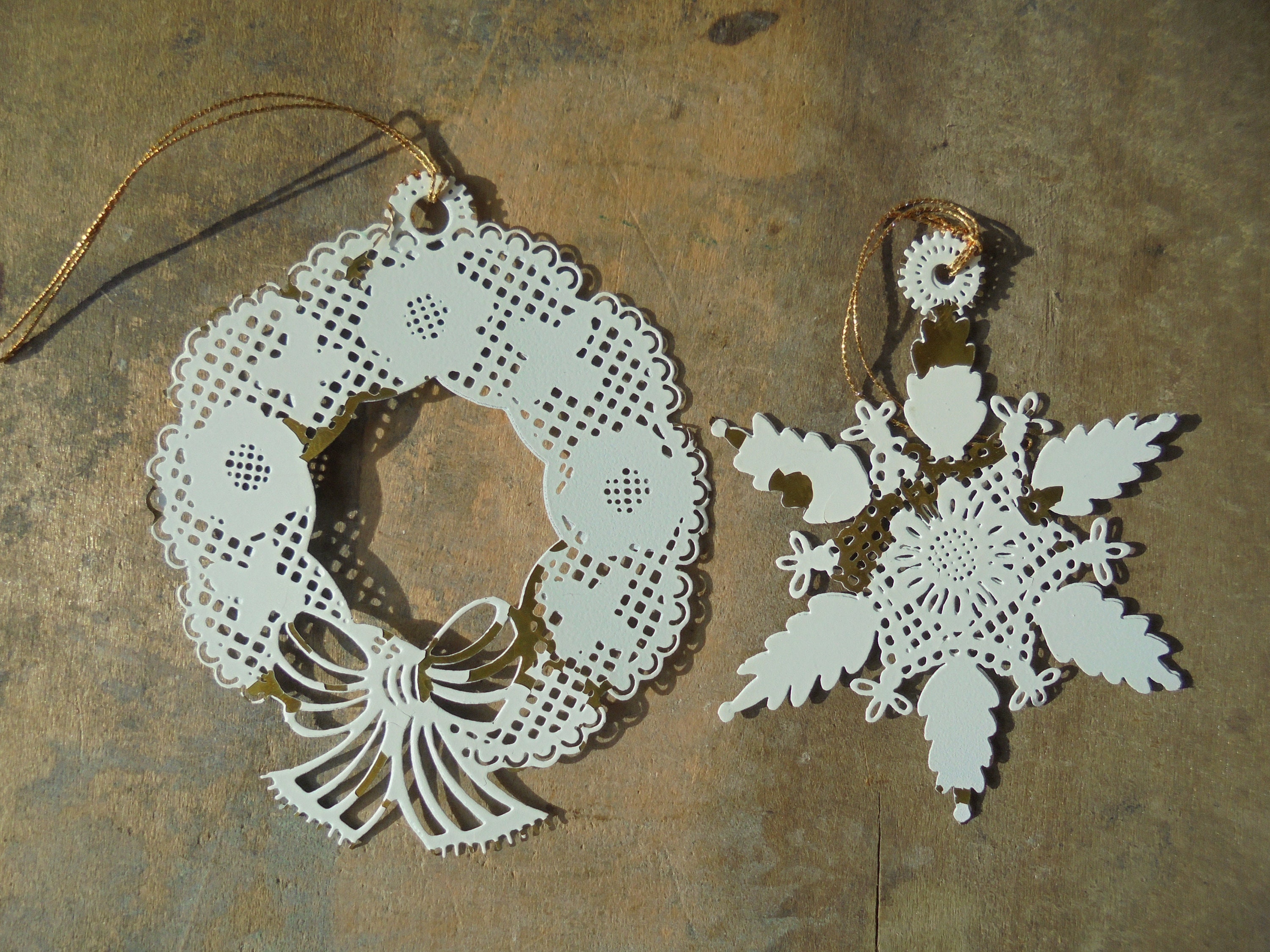 Vintage White Christmas Tree Ornaments White Lace Metal - Etsy