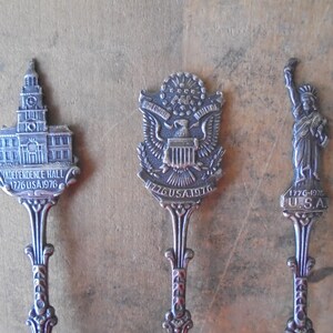 Vintage Souvenir Spoons, Set of Three Decorative Spoons, Liberty Bell ...