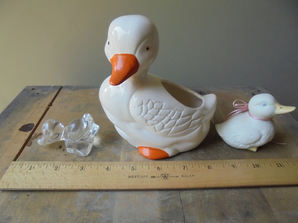 Collection of Three Duck Figurines White Duck Ceramic - Etsy