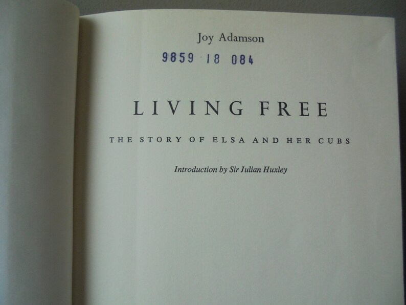 Living Free the Story of Elsa and Her Cubs by Joy Adamson - Etsy