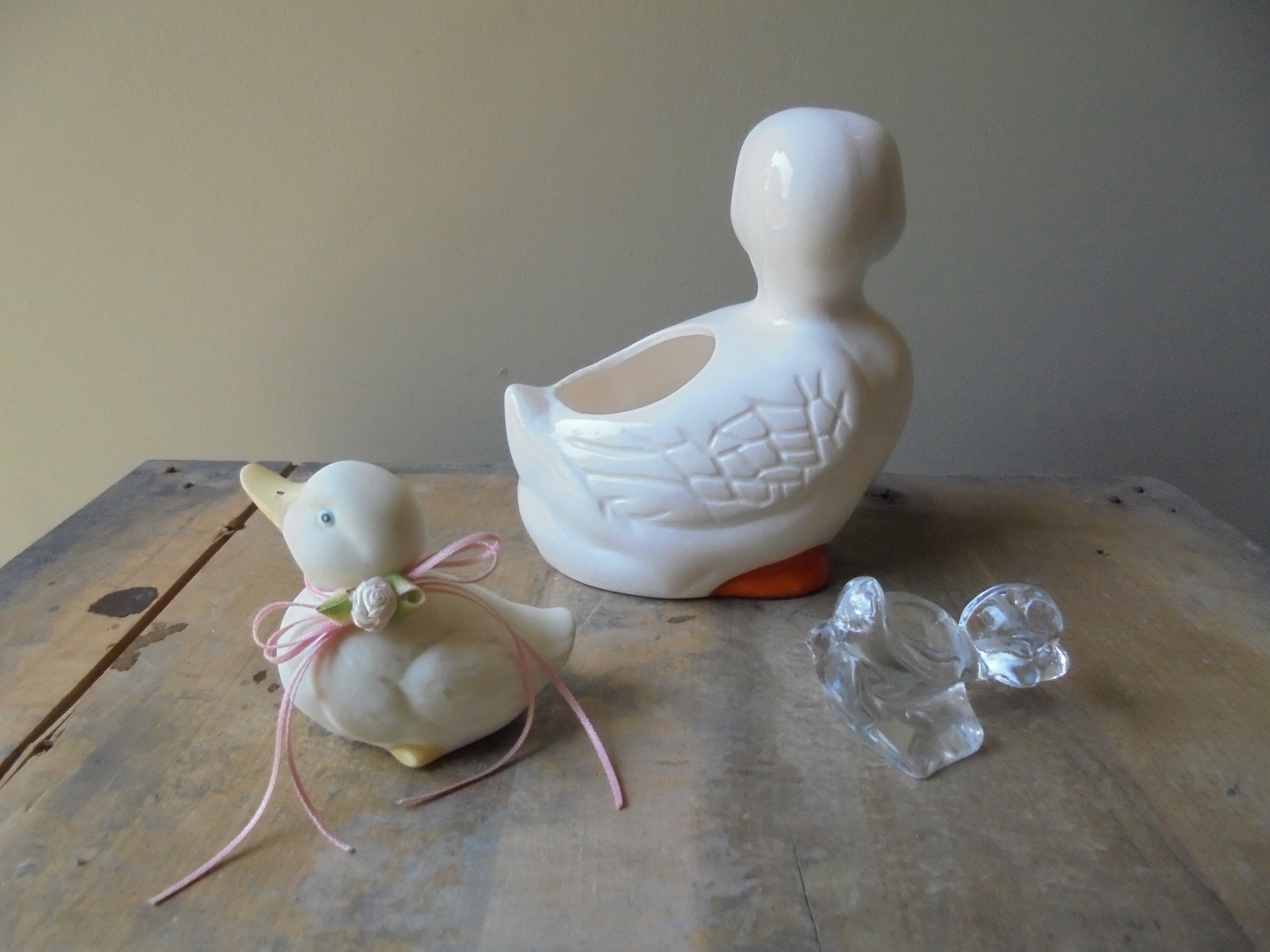 Collection of Three Duck Figurines White Duck Ceramic - Etsy