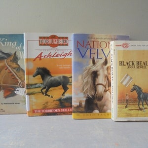Vintage Paperback Book Collection, Four Horse Story Books, Black Beauty ...
