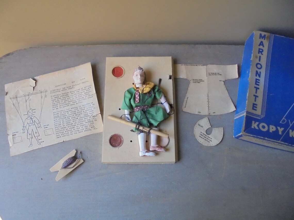 Marionette by Kopy Kat, 1937 Toy Marionette, Vintage Boy Puppet Doll ...