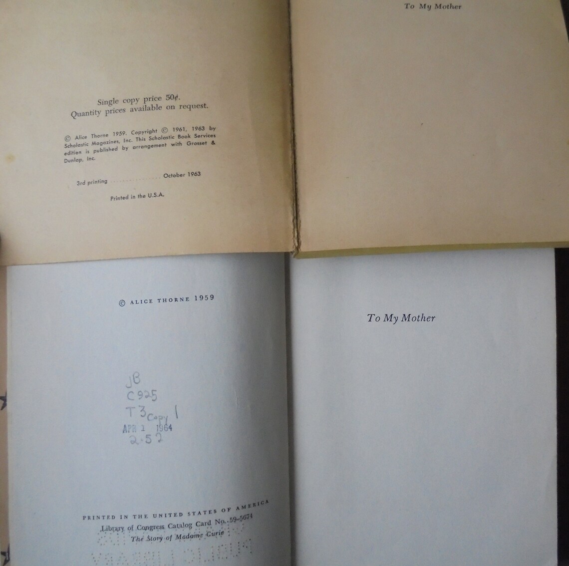 The Stroy of Madame Curie by Alice Thorne Vintage Hardcover - Etsy