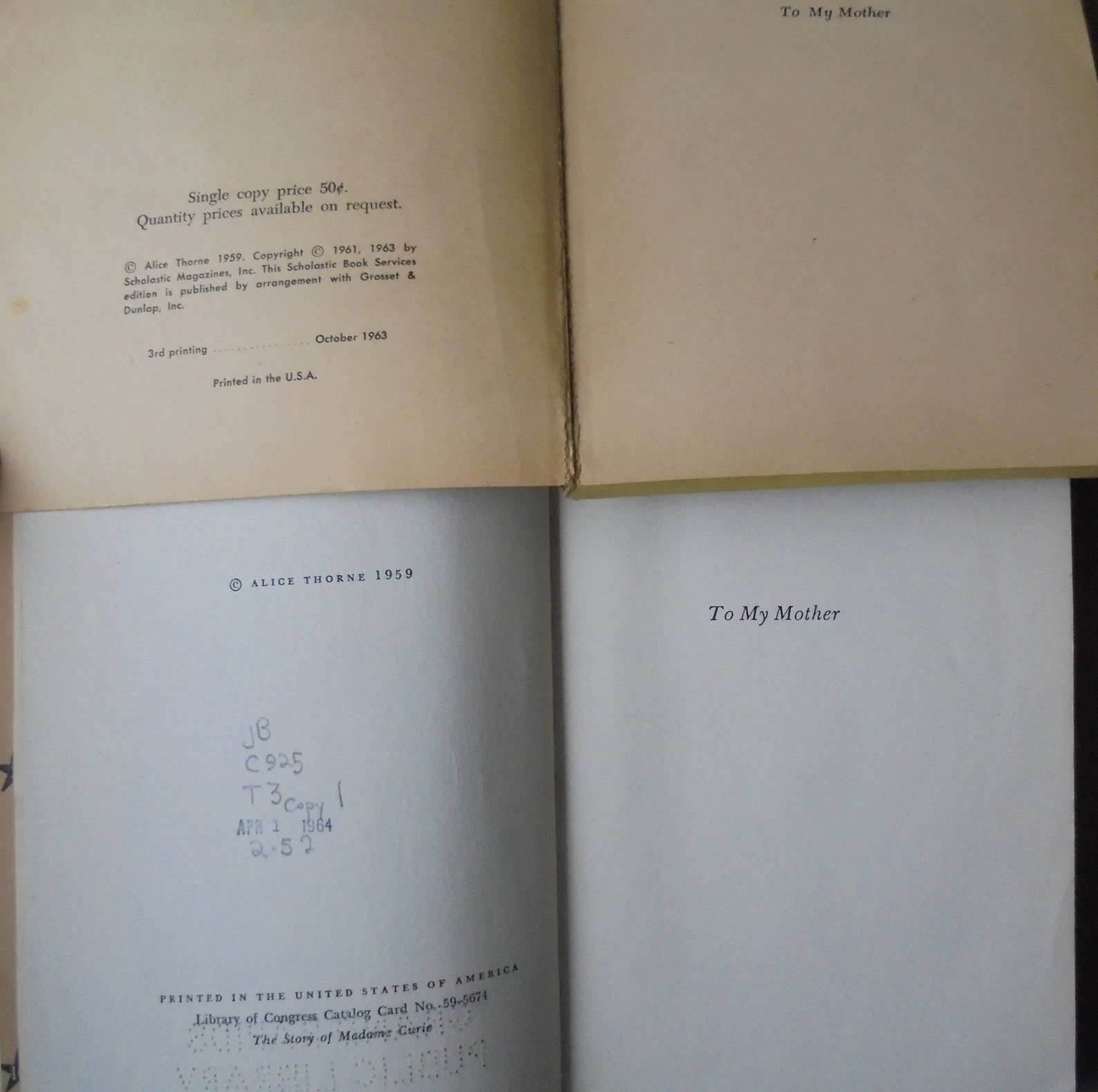 The Stroy of Madame Curie by Alice Thorne, Vintage Hardcover Book ...