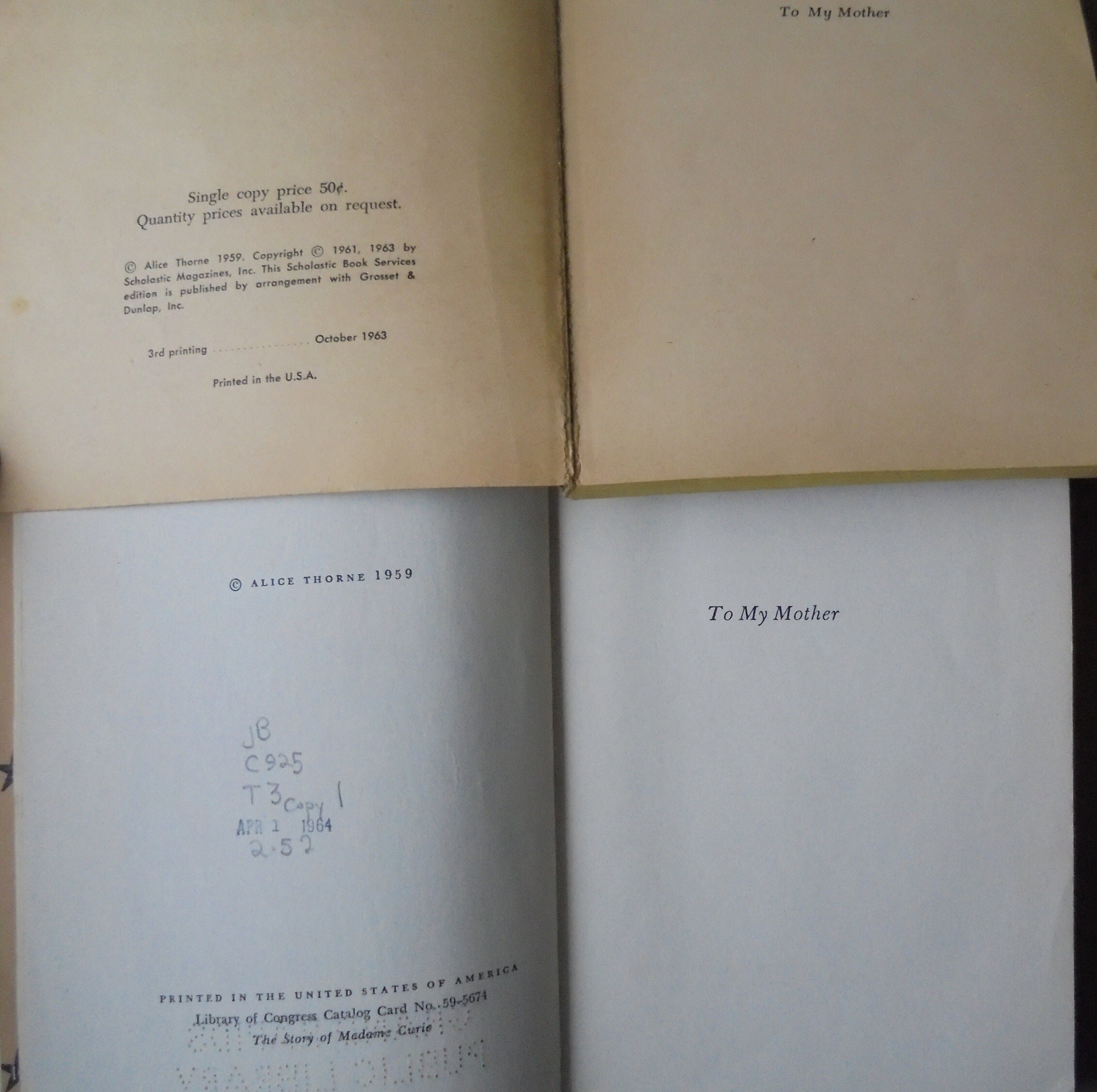 The Stroy of Madame Curie by Alice Thorne, Vintage Hardcover Book ...