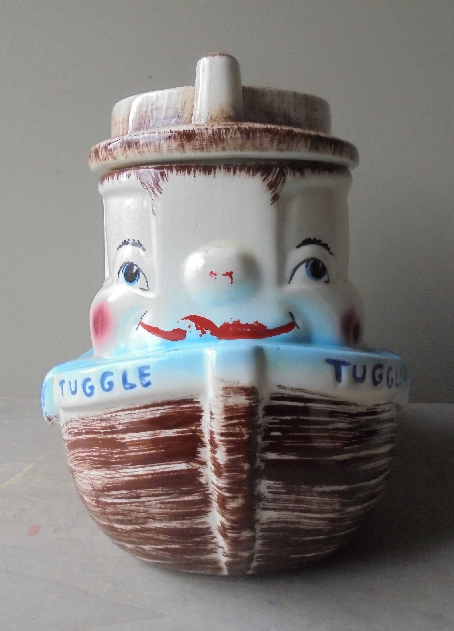 Tuggle the Tugboat Cookie Jar, Vintage Nautical Cookie Jar, Kitchen ...
