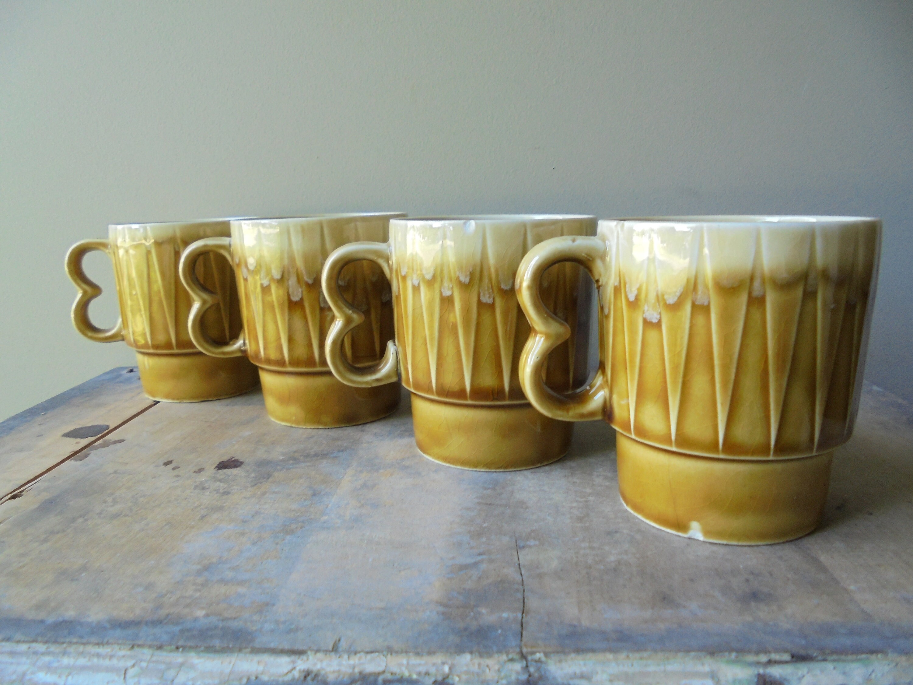 Vintage Mustard Yellow Coffee Mug Yellow Stackable Coffee - Etsy