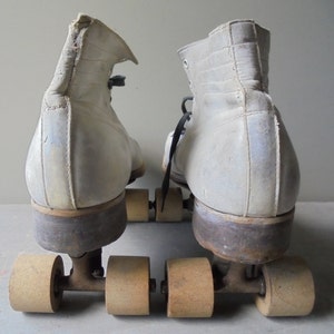 Vintage Roller Skates, White Roller Skates With Wooden Wheels, Ware ...
