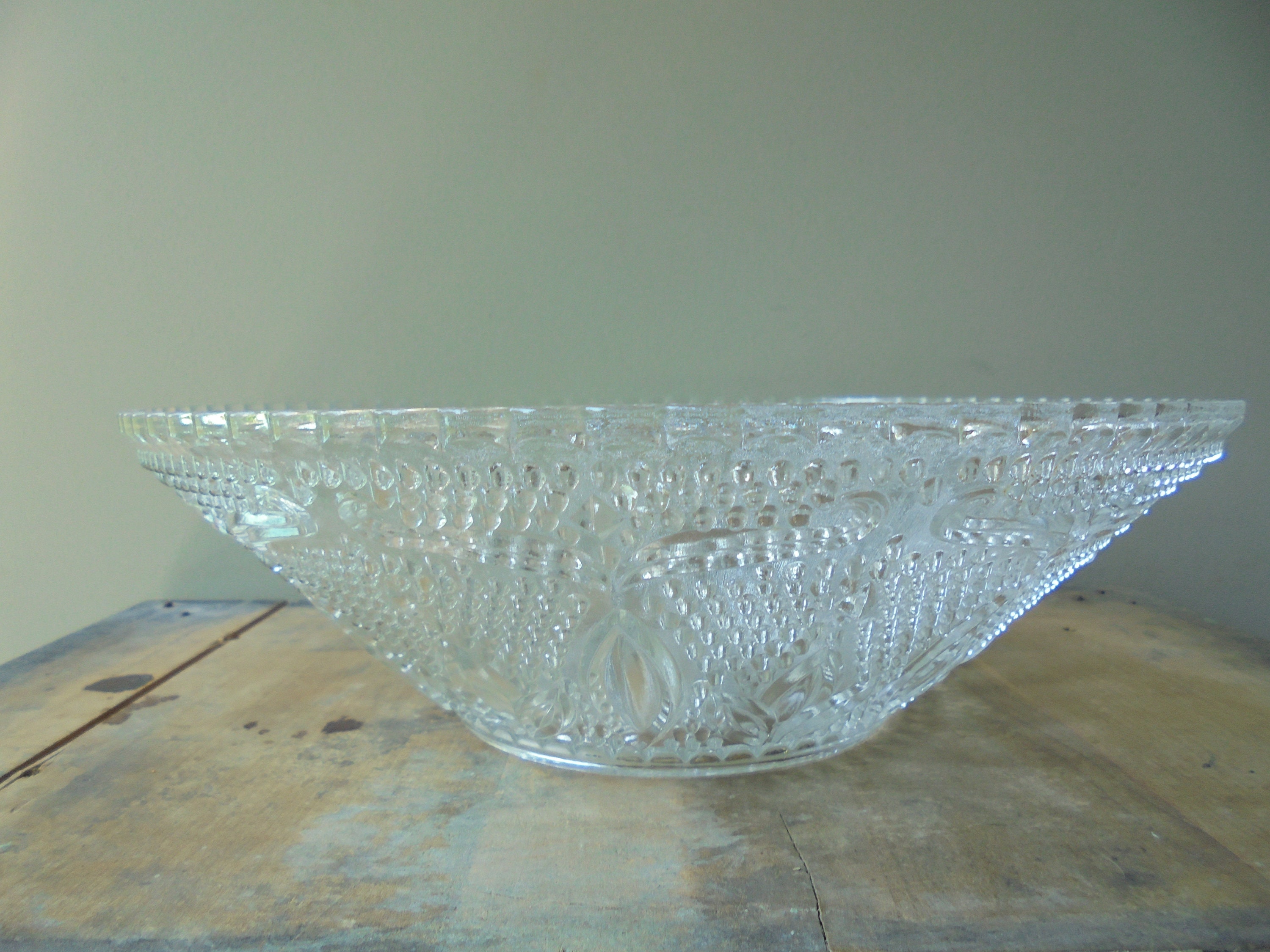 Clear Glass Textured Bowl Vintage Textured Glass Serving - Etsy