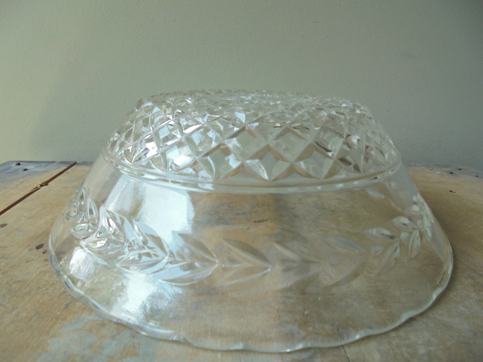 Clear Glass Textured Bowl Vintage Textured Glass Serving | Etsy