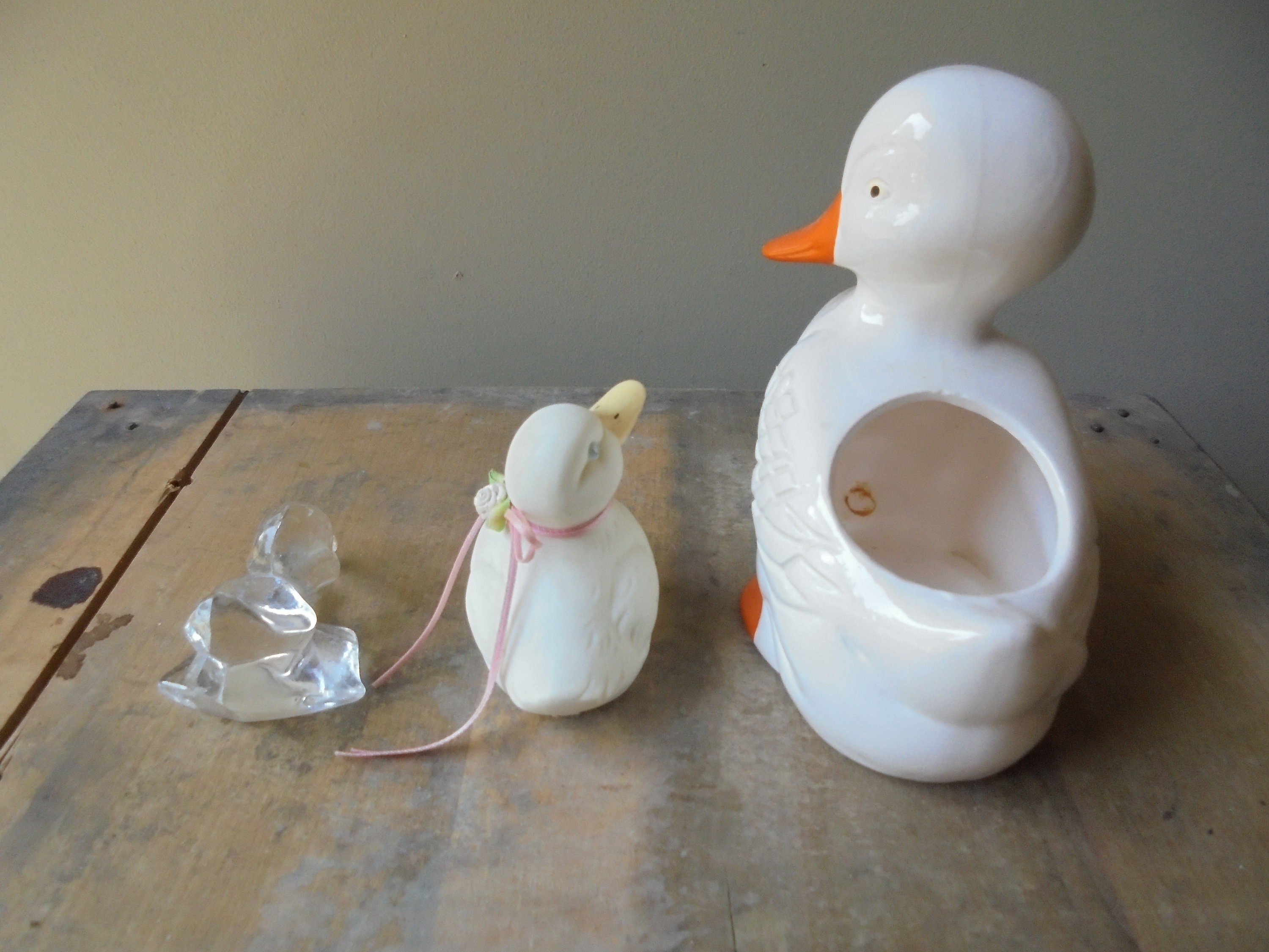 Collection of Three Duck Figurines White Duck Ceramic - Etsy