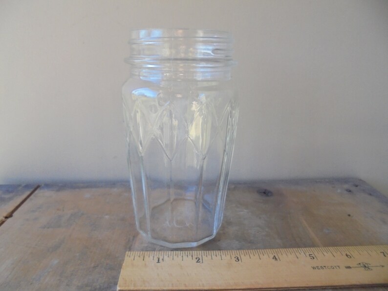 Vintage Pint Canning Jar Diamond Pattern Glass Container - Etsy
