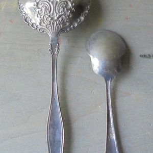 Rodgers Bros. Silver Plate Serving Spoon Salad Fork, Vintage Silver ...