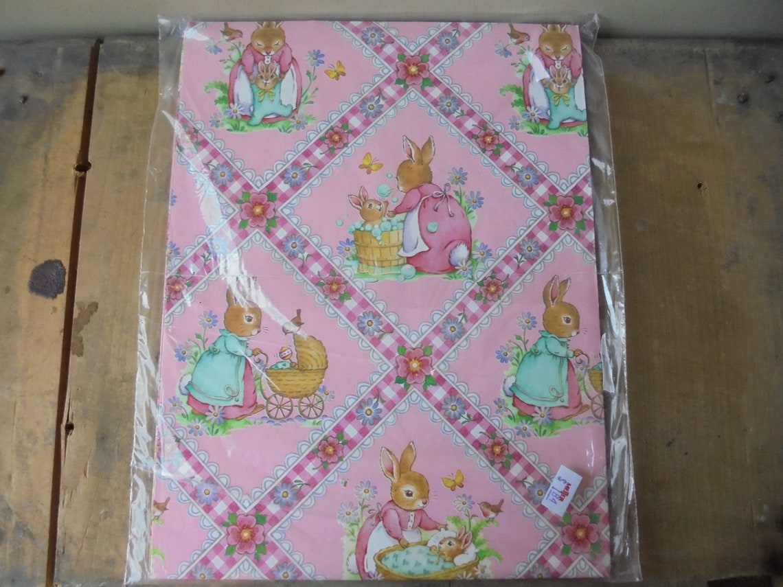 Bunny Rabbit Gift Wrap Sheets Vintage American Greetings - Etsy