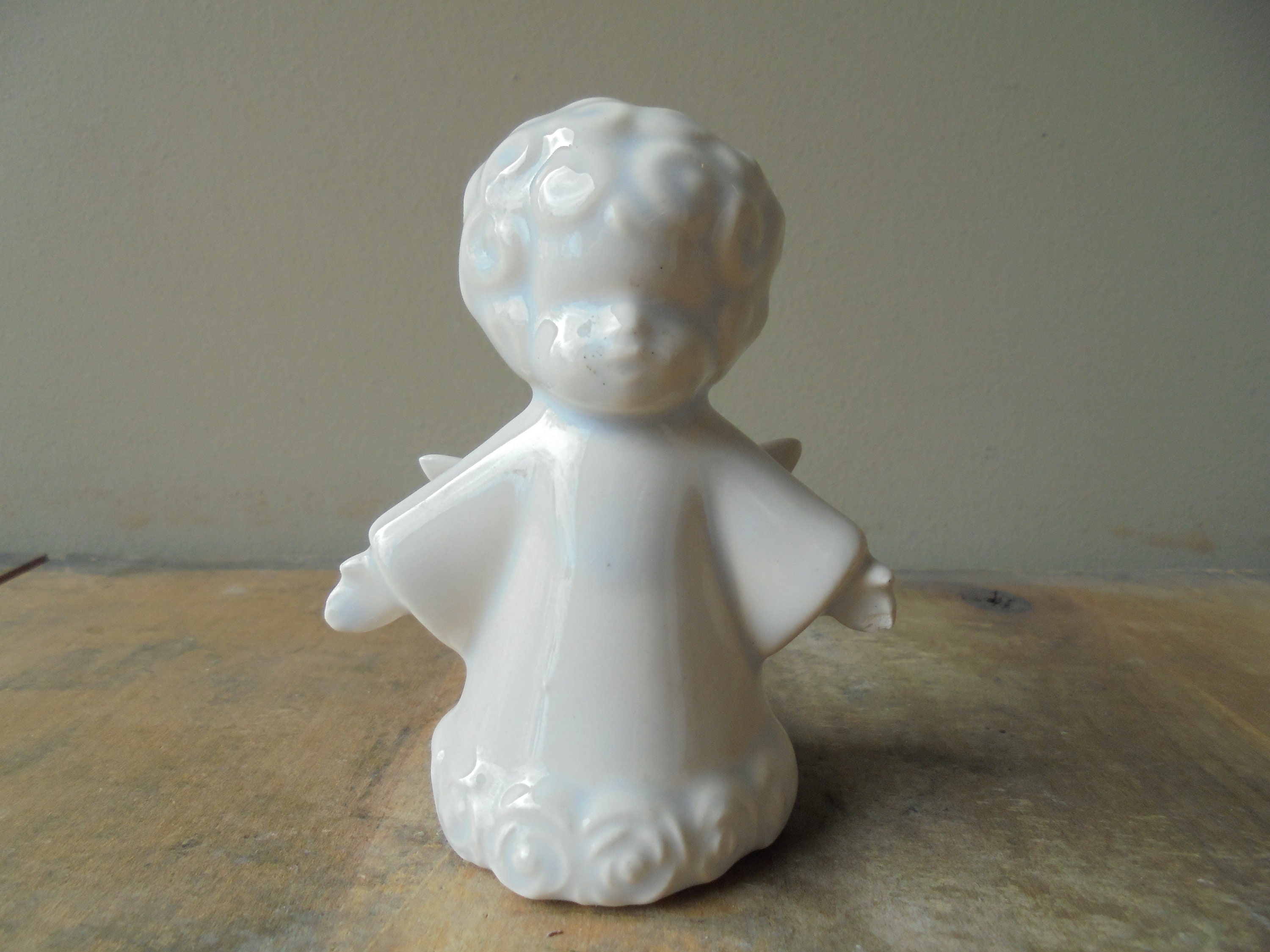 Vintage Angel Figurine Blue Angel With Curly Hair Small - Etsy