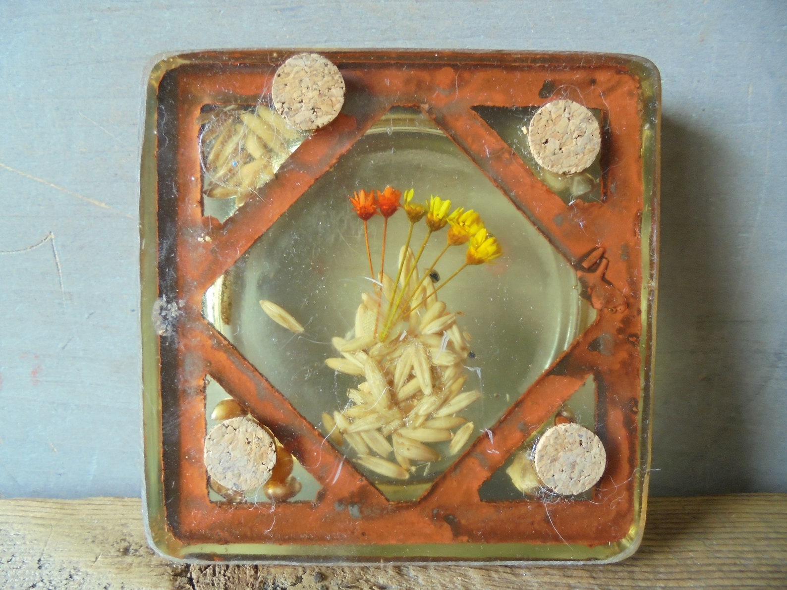 Vintage Coaster Set Three Vintage Coasters With Pressed | Etsy