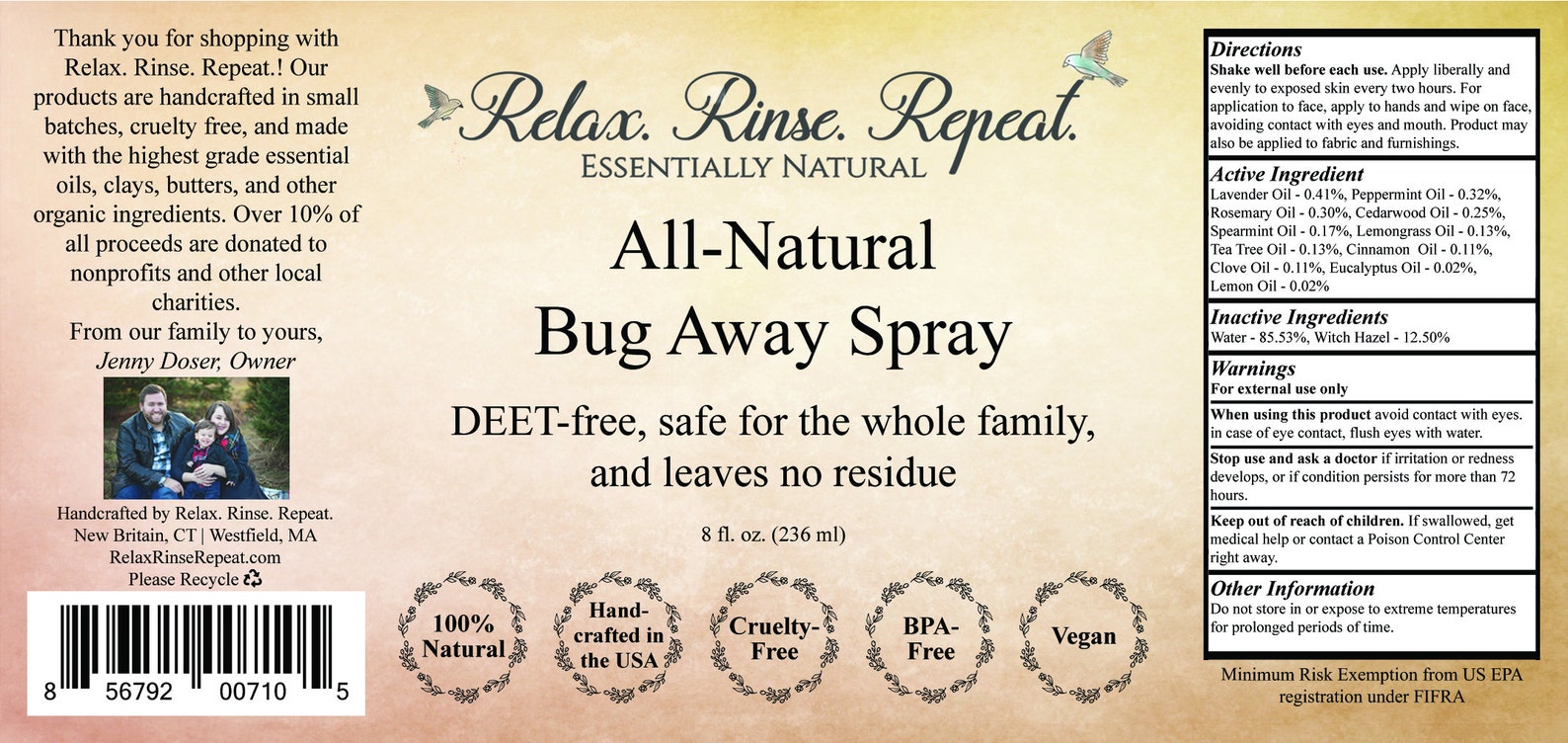 All Natural Bug Away Spray Herbal Insect Repellent Mosquito Ticks ...