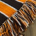 Cleveland Browns Themed Orange and Brown Striped Crochet Afghan With ...