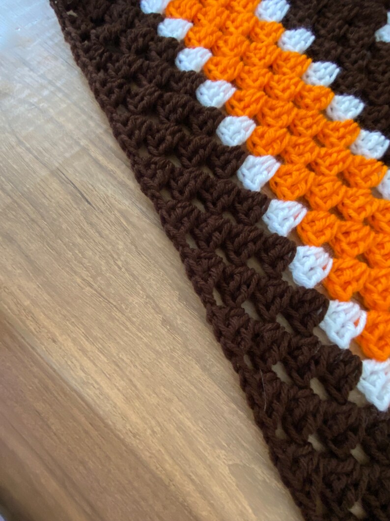 Cleveland Browns Themed Large Granny Square Afghan in Brown and Orange ...